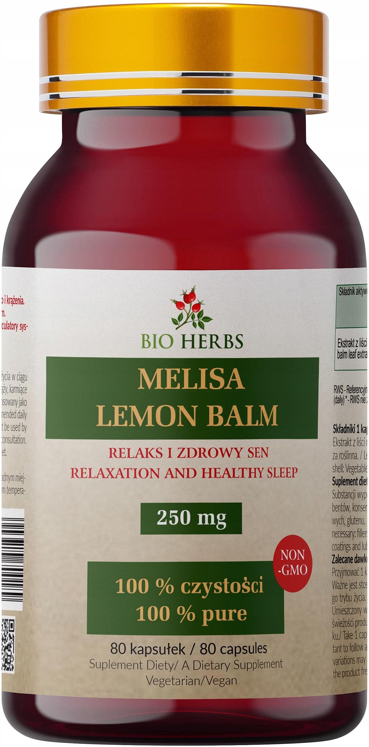 Kapsułki Bio Herbs Melisa Lekarska Lemon Balm 250Mg 80 szt. - Opinie i ...