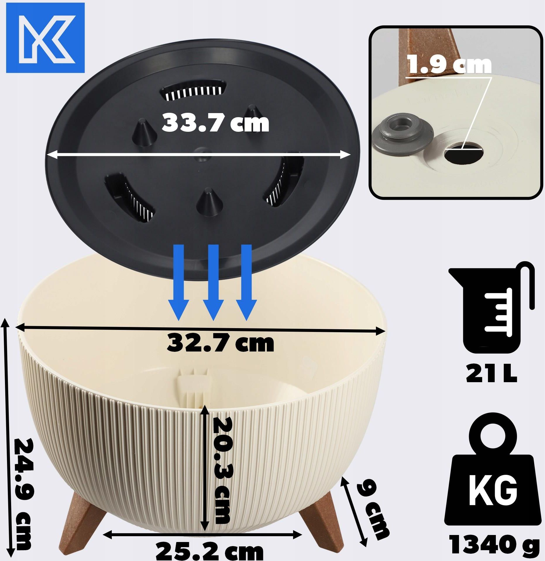 Kadax Doniczka Donica Wkład Misa Na Nóżkach 40Cm (K4295) - Ceny i ...