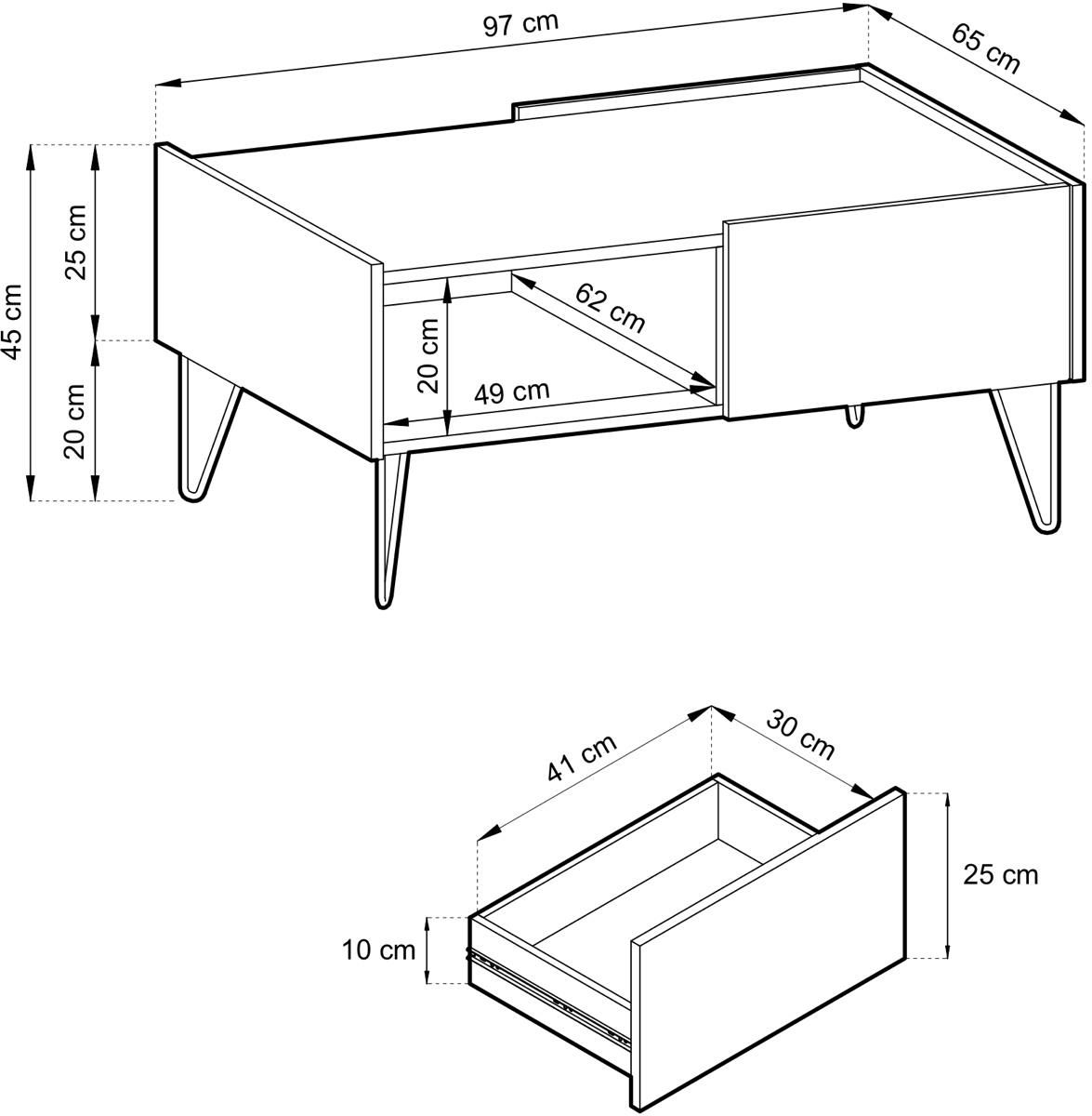 Piaski Stolik Kawowy Glamour Hl97 Czarny Grafit Z Imitacją Marmuru ...