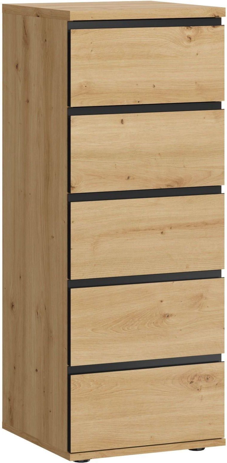 Extom Meble Komoda Naxos K04 5S Dąb Artisan Czarny Mat 100382883 ...