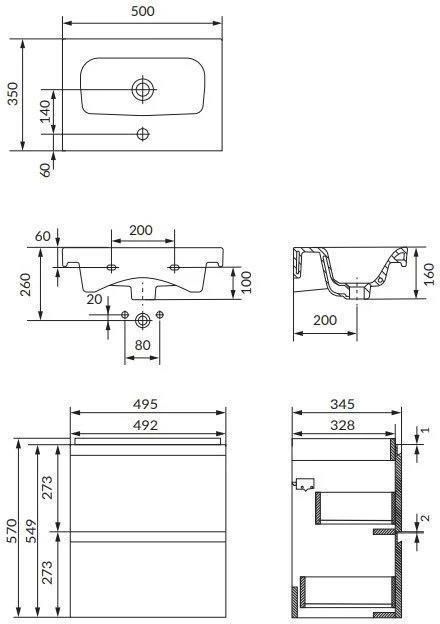 Cersanit Szafka Z Umywalką 50 Antracyt Moduo Slim S801 478 49334 ...