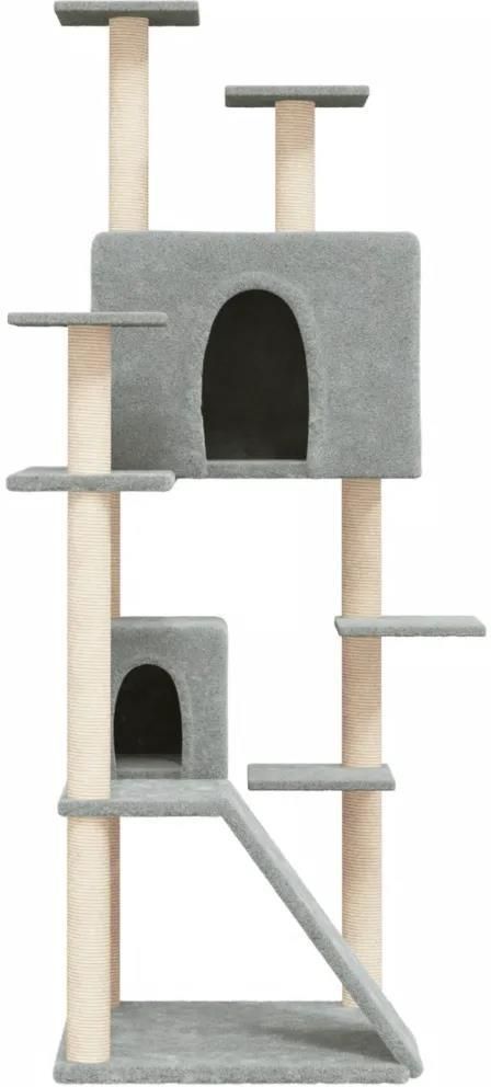 VidaXL Drapak dla kota z sizalowymi słupkami jasnoszary 153cm 171694 ...