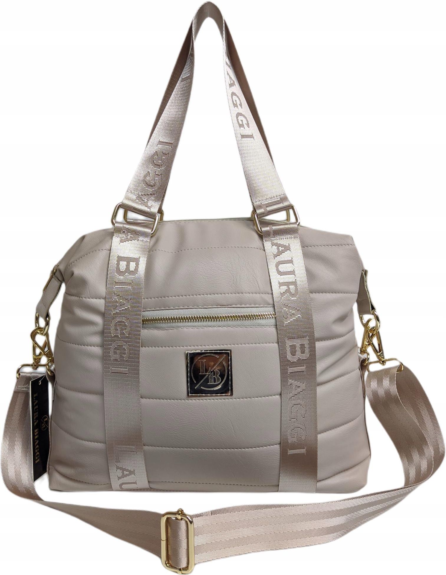 Torebka shopper Laura Biaggi beż pikowana na ramię - Ceny i opinie - Ceneo.pl