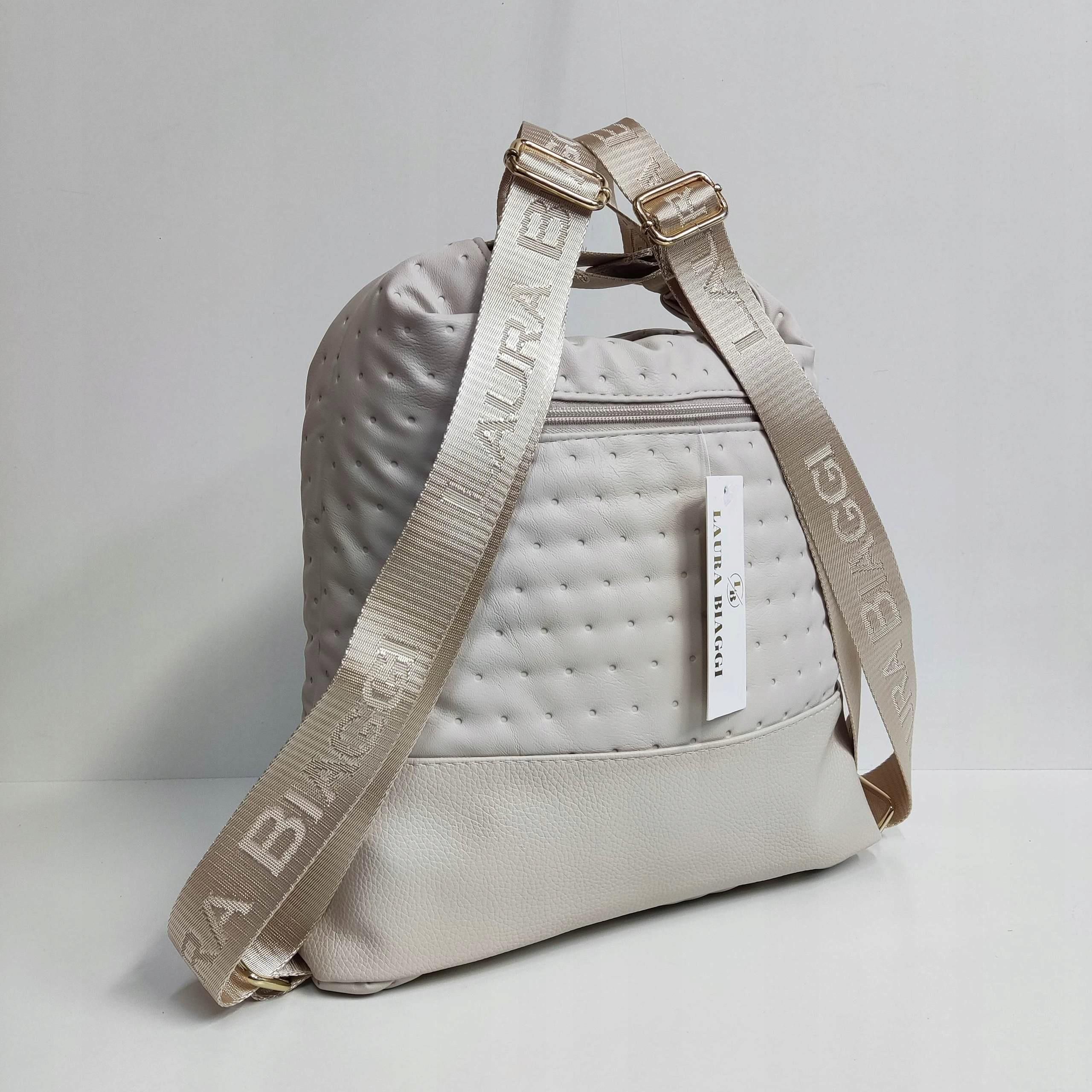 Plecak torebka Laura Biaggi na ramię beżowa złota - Ceny i opinie - Ceneo.pl