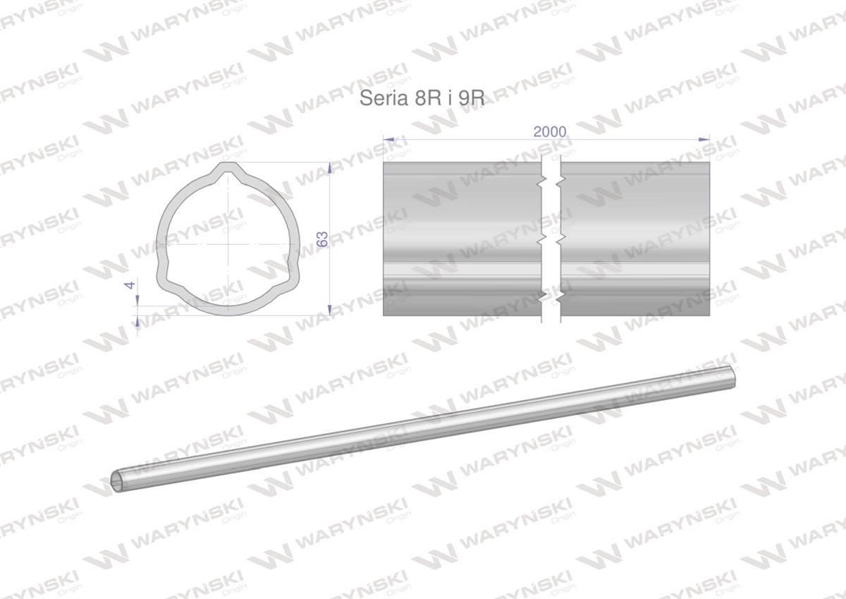 Waryński Rura Trójkątna Zewnętrzna Seria 8R I 9R Do Wału Przegubowo-Teleskopowego 63X4Mm 2M ...