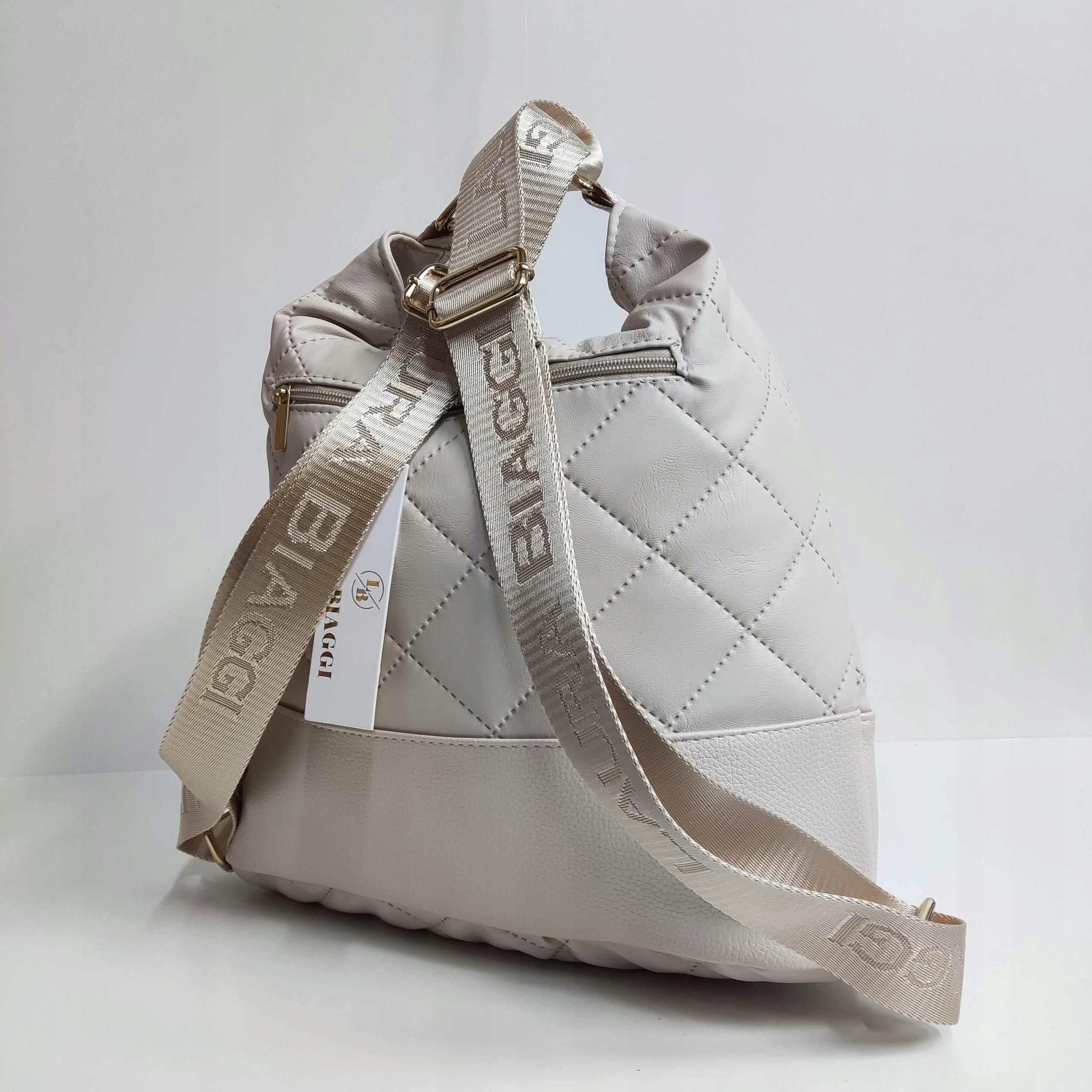 Plecak torebka Laura Biaggi na ramię beż pikowana - Ceny i opinie - Ceneo.pl