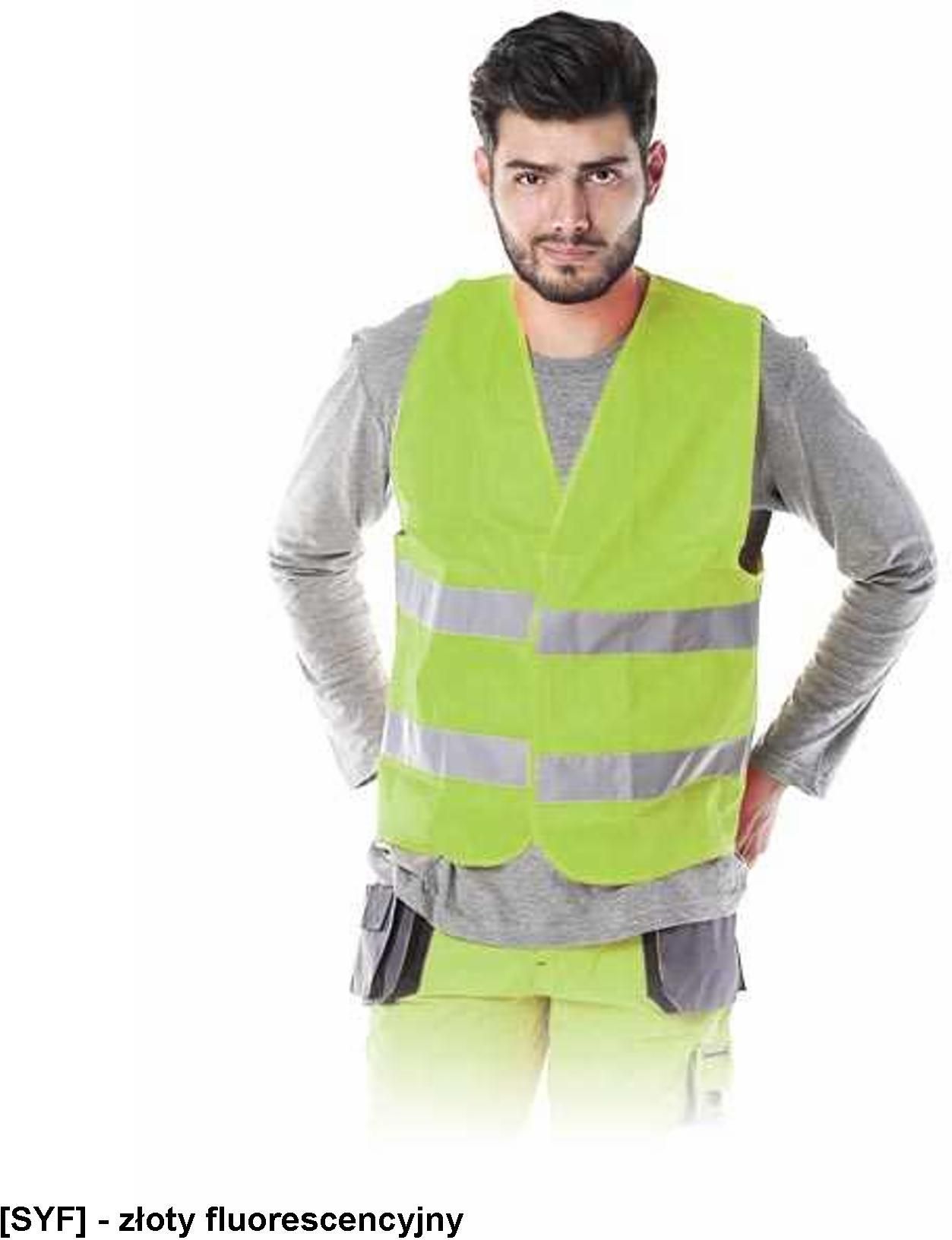 Jhk Ko Kamizelka Ostrzegawcza Z Dwoma Poziomymi Paskami Odblaskowymi Złoty Fluorescencyjny 3Xl ...