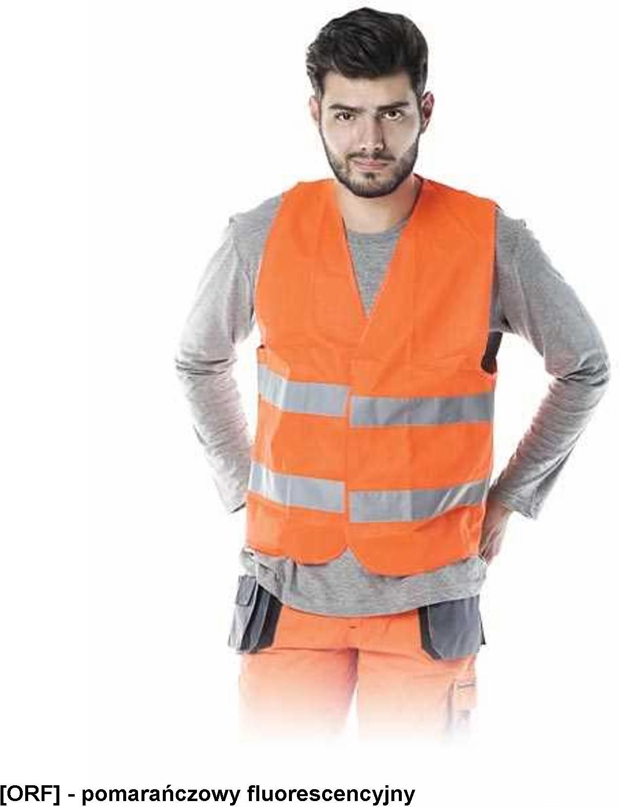 Jhk Ko Kamizelka Ostrzegawcza Z Dwoma Poziomymi Paskami Odblaskowymi Pomarańczowy ...
