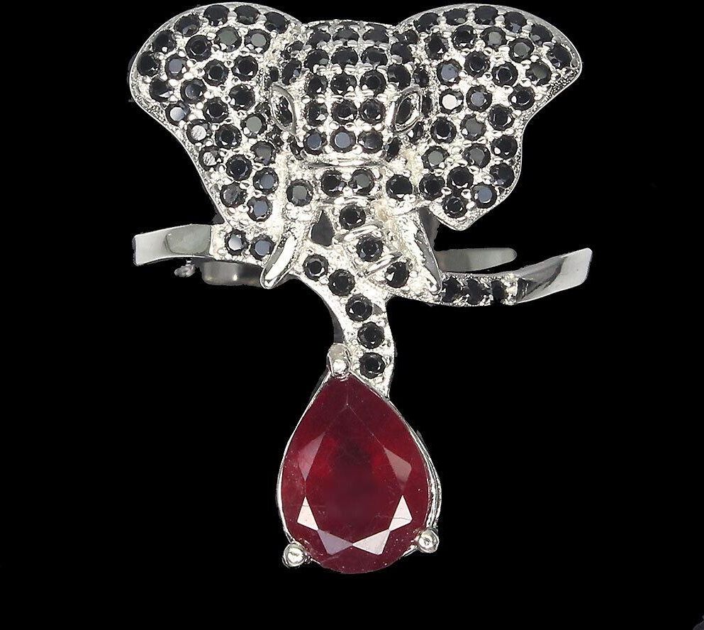 925 Pierścionek rubin czarne spinele r 14 słoń - Ceny i opinie - Ceneo.pl