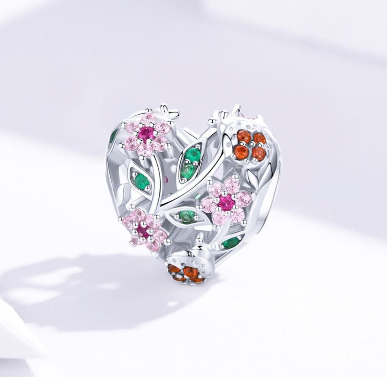 Charms Koralik Bransoletki Serce W Kwiatach srebro - Ceny i opinie ...