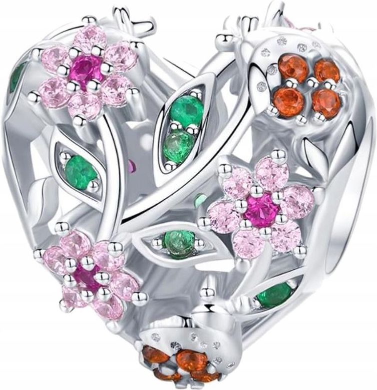 Charms Koralik Bransoletki Serce W Kwiatach srebro - Ceny i opinie ...