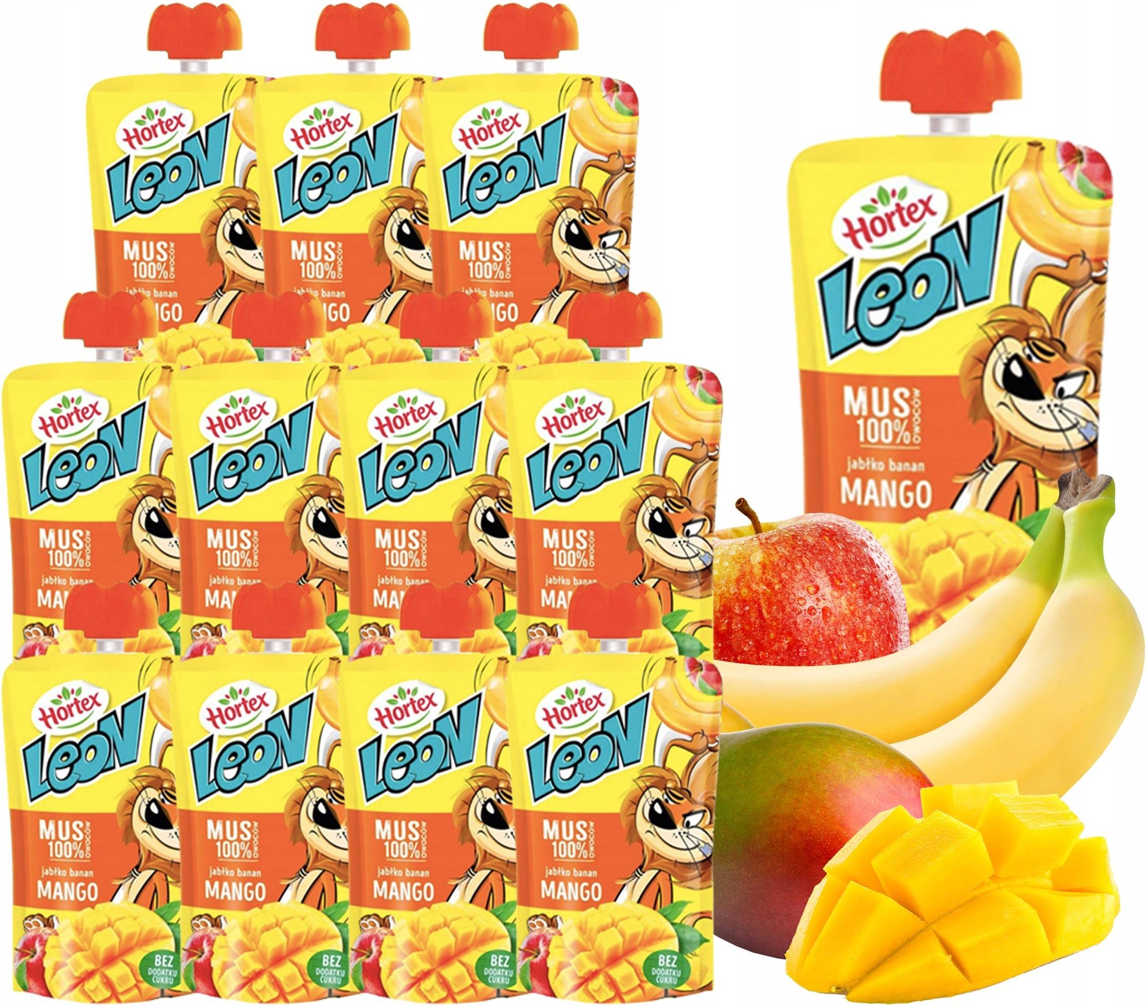 Hortex Leon Mus Jabłko Banan Mango 12X100G - Ceny i opinie - Ceneo.pl