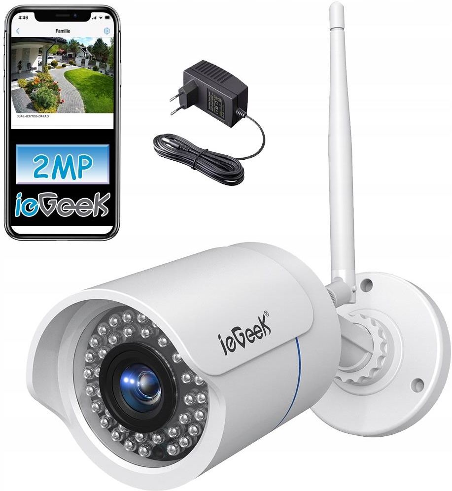 Kamera przemysłowa Iegeek Kamera Zewnętrzna Inteligentna Wifi Ip 2Mp ...