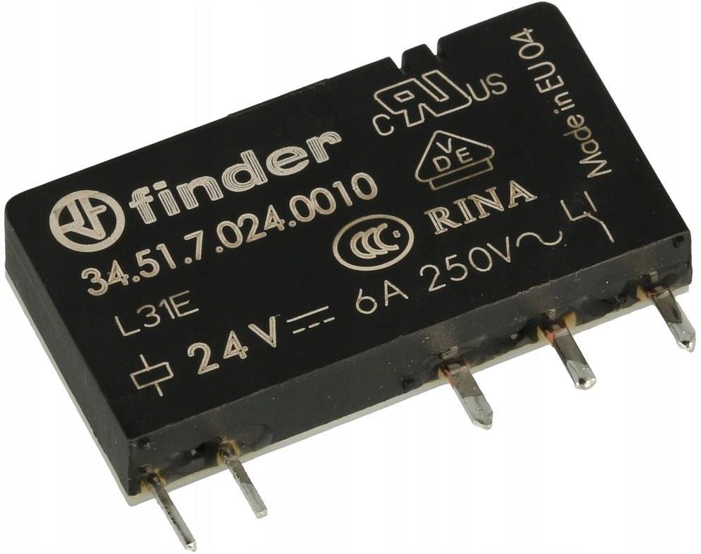 Finder Przekaźnik Elektromagnetyczny 24V Dc 6A 250V Ac 345170240010 ...