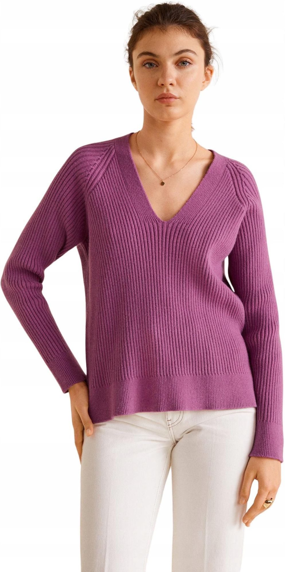 S71943 Mango__dds Sweter V-neck Prążki__s - Ceny i opinie - Ceneo.pl