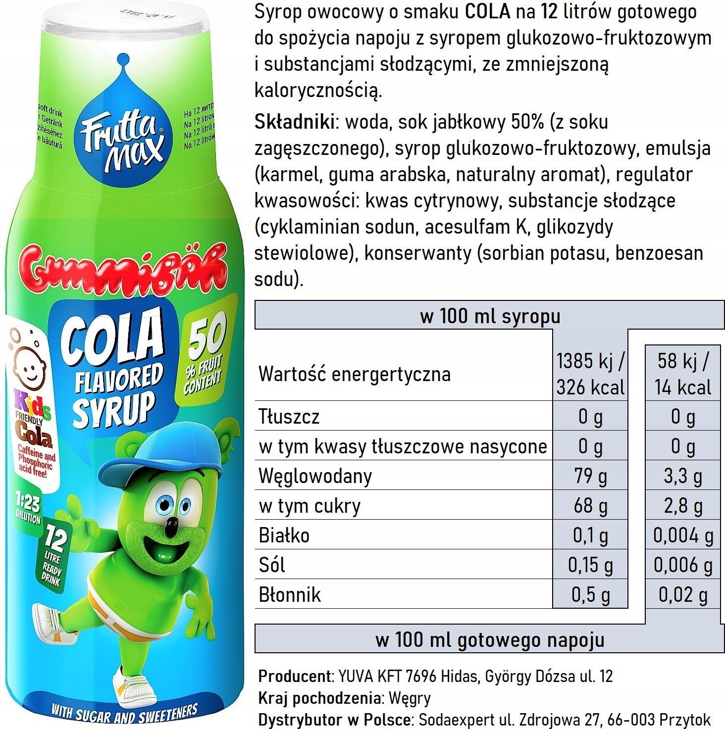 Fruttamax Syrop Kids Cola 500ml - Ceny i opinie - Ceneo.pl