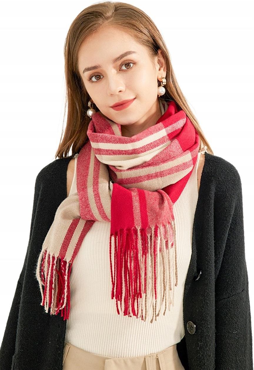 Scarf Big Warm Checked Fringes Elegant Modny - Ceny i opinie - Ceneo.pl