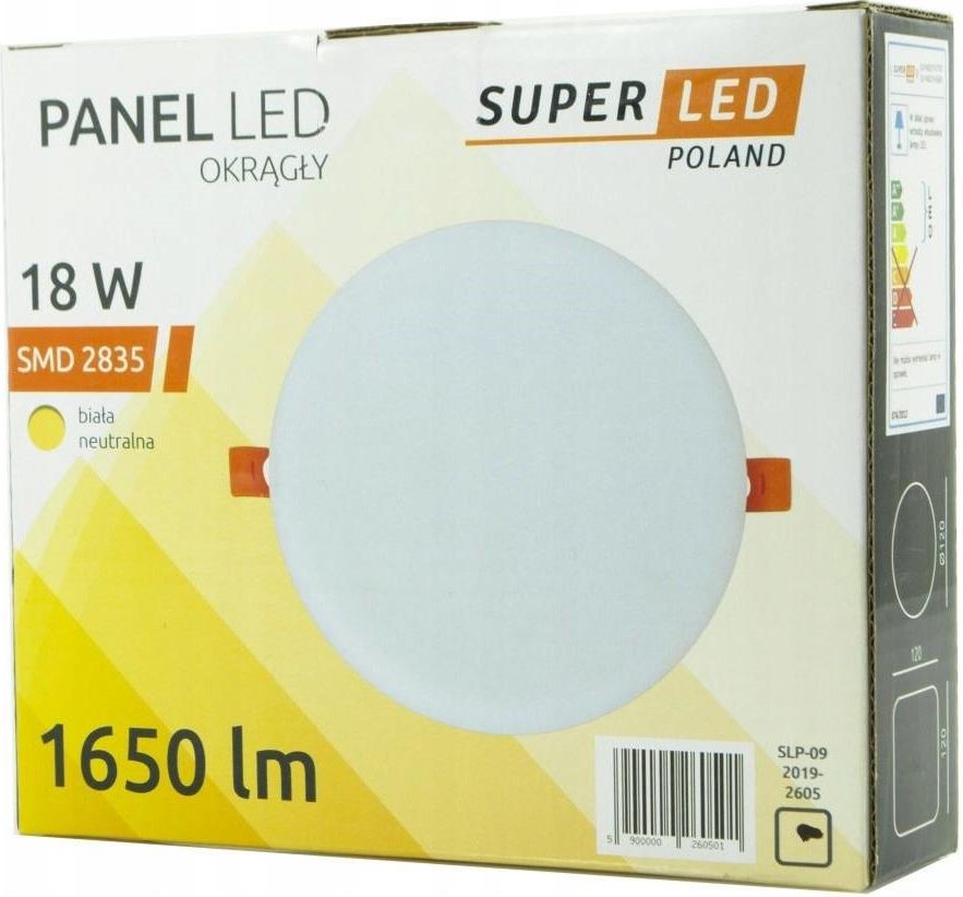 Superled Poland Panel Led 18W 1650Lm Oprawa Plafon Okrągły Bn (2605 ...