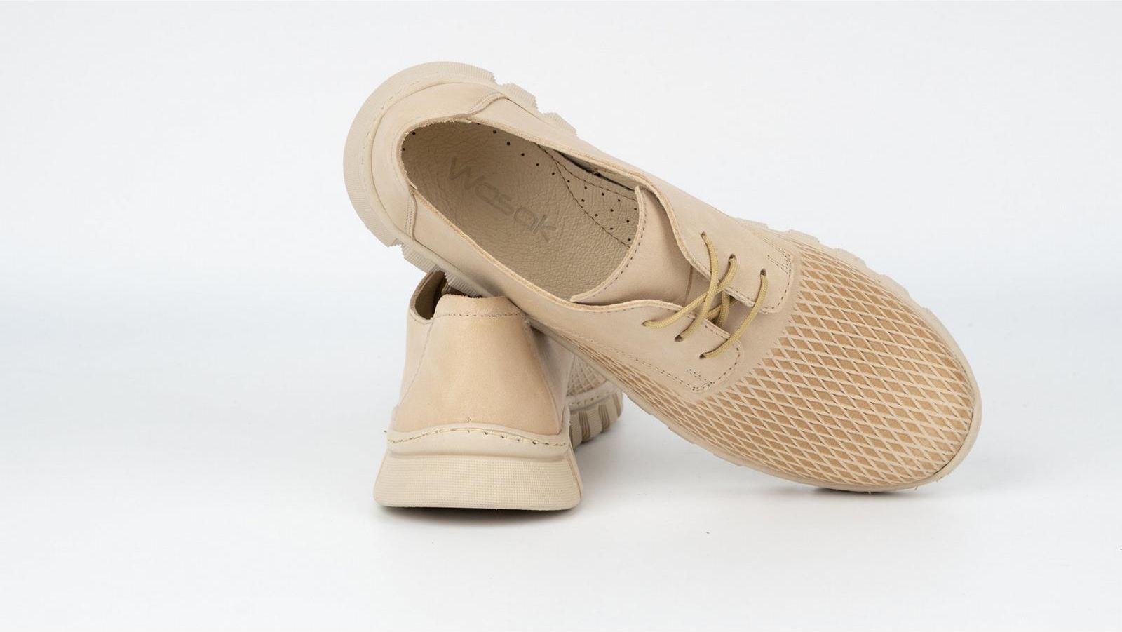 Półbuty damskie skórzane 0682W kremowe - Ceny i opinie - Ceneo.pl