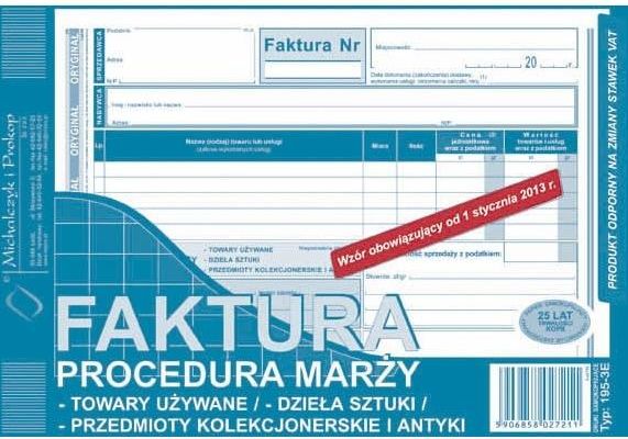 Faktura Procedura Marży Tow. Używane/ Dz. Sztuki/ Przedm. Kolekc. I ...