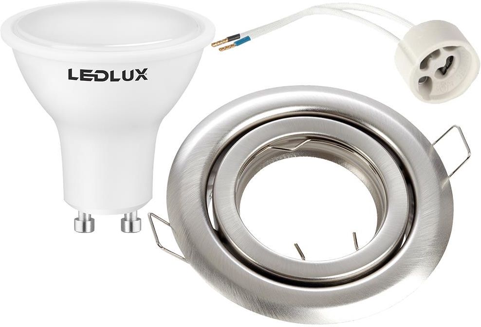 Led-Lux Zestaw Oprawa Halogenowa Ruchoma Led Gu10 6,5W (Lx015Sn+Gu1065W ...