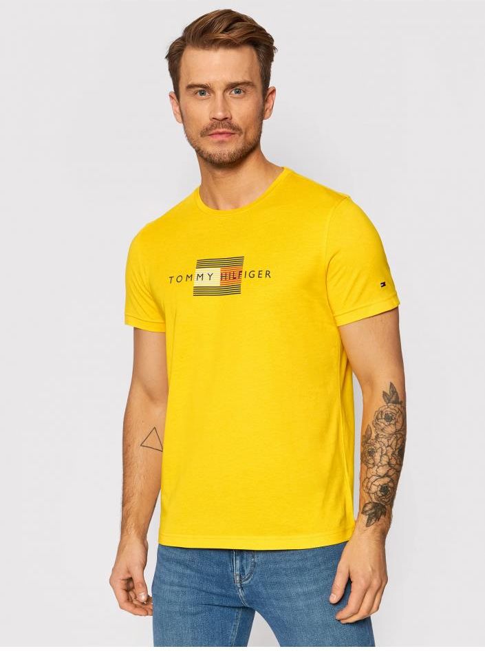 TOMMY HILFIGER T-Shirt Lines MW0MW20164 Żółty Regular Fit M - Ceny i ...