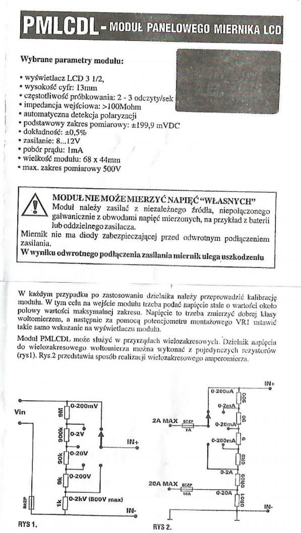 Pe Woltomierz Voltomierz Panelowy Lcd Max 500V (1978) - - Opinie i ceny ...