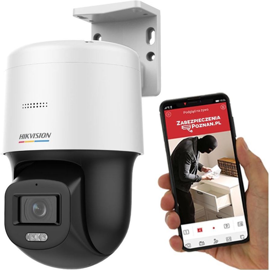 Kamera przemysłowa Kamera obrotowa IP PTZ Hikvision DS-2DE2C400SCG-E 4MPx ColorVu, Audio, LED ...