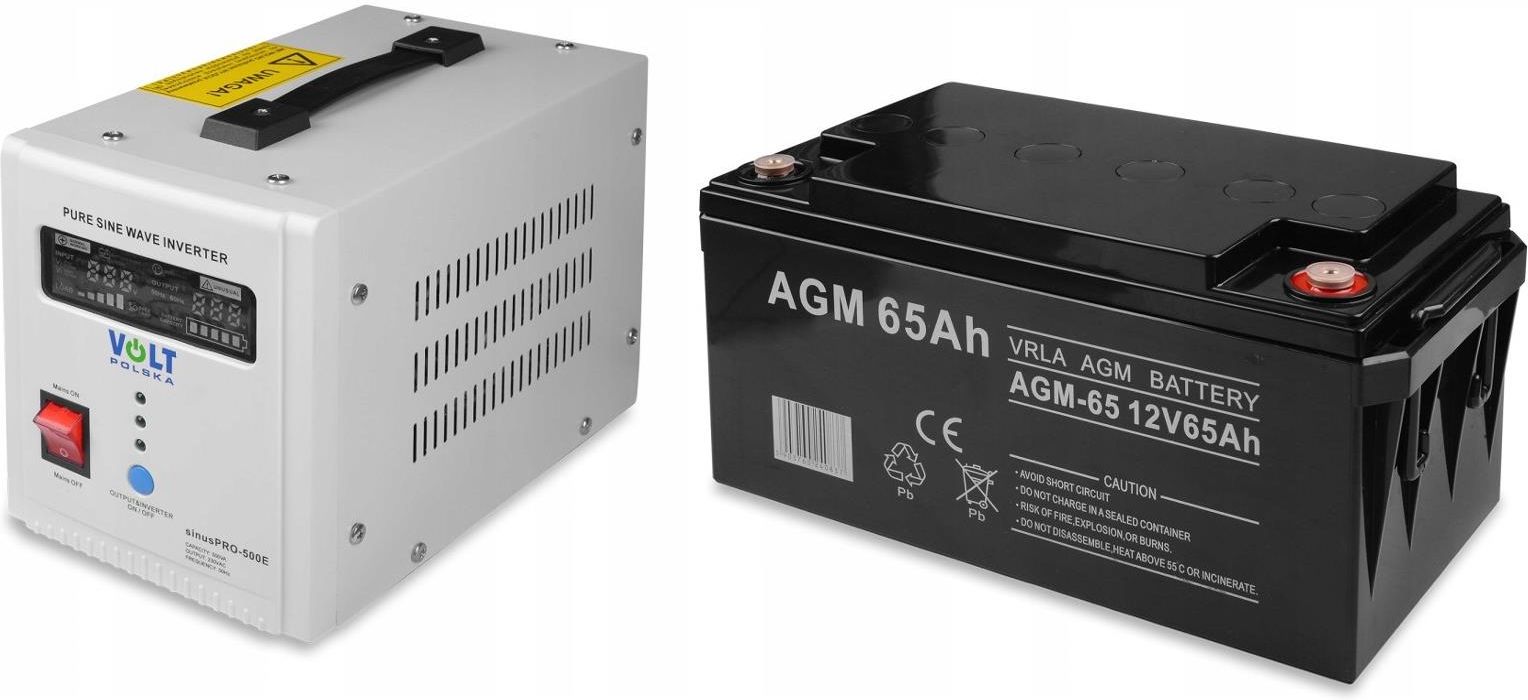 Zasilacz UPS Volt Polska Sinus Pro 800 E Aku 65Ah 12V Vrla Agm ...