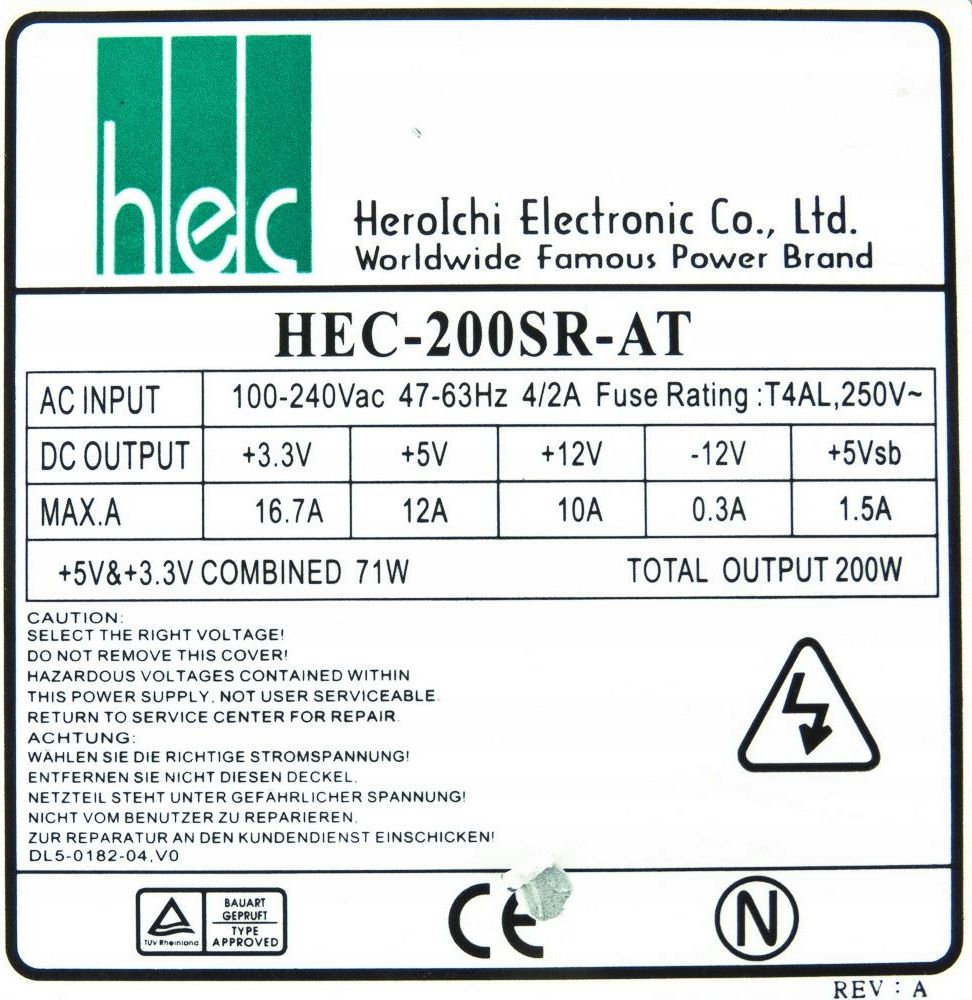 Zasilacz Hec HEC-200SR-AT 200 Watt 20-PIN (HEC200SRAT) - Opinie i ceny ...
