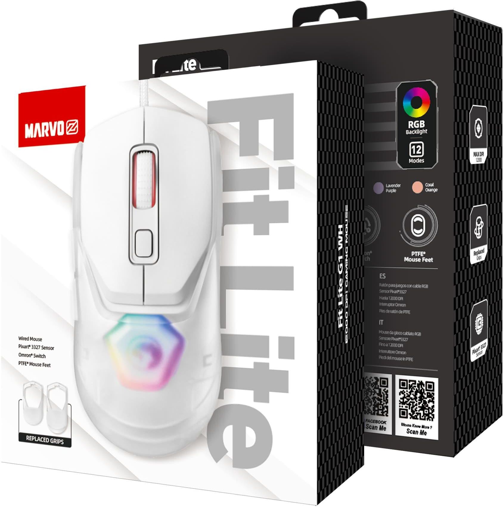 Mysz Marvo Fit Lite G1 Biała Rgb (FITLITEG1WH) - Opinie i ceny na Ceneo.pl