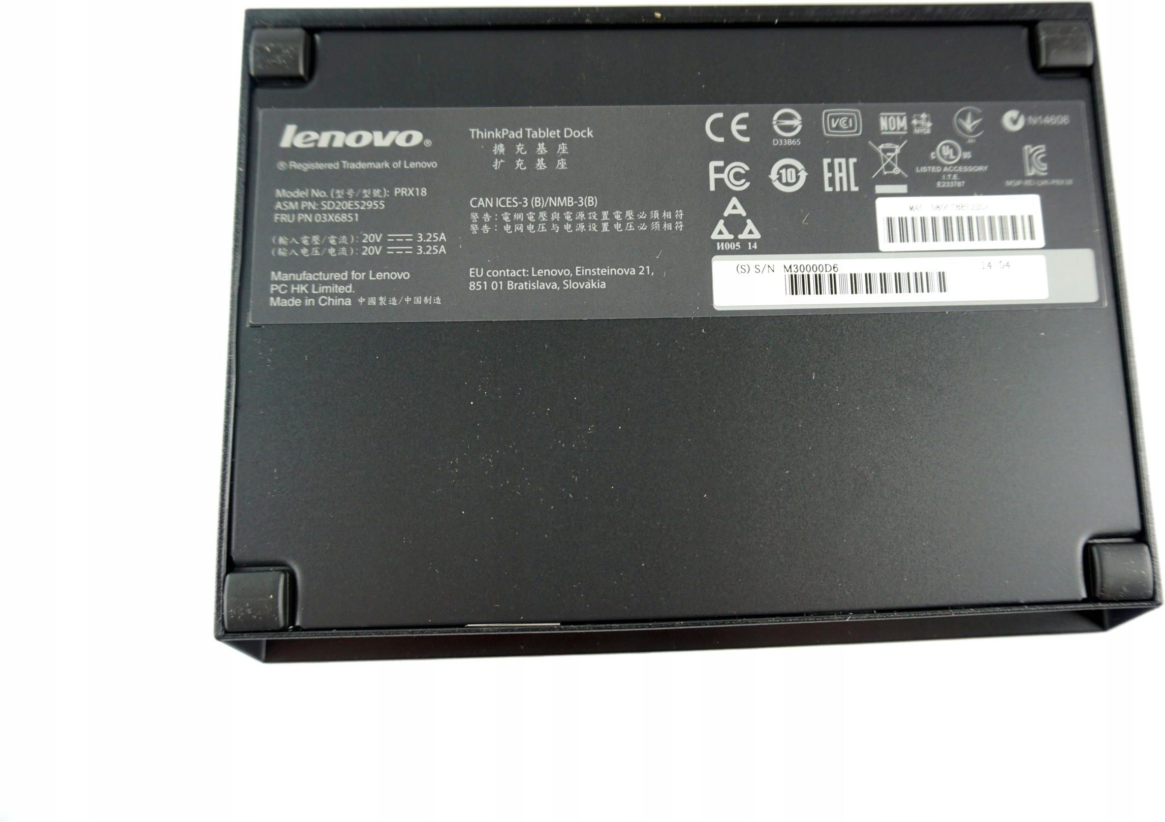 Stacja dokująca do laptopa Lenovo Stacja dokująca Think Pad Tablet Dock ...