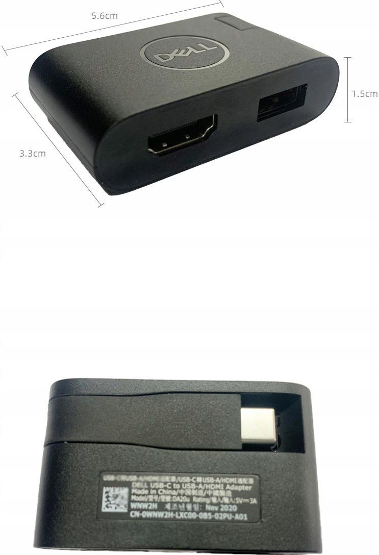 Stacja dokująca do laptopa Dell DA20 Usb-c- Hdmi, Usb Type-A 3.0 (WNW2H ...