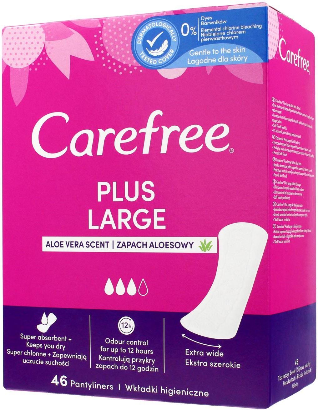 Carefree Plus Large Aloe Wkładki Higieniczne 1 op. 46 szt. - Opinie i ...