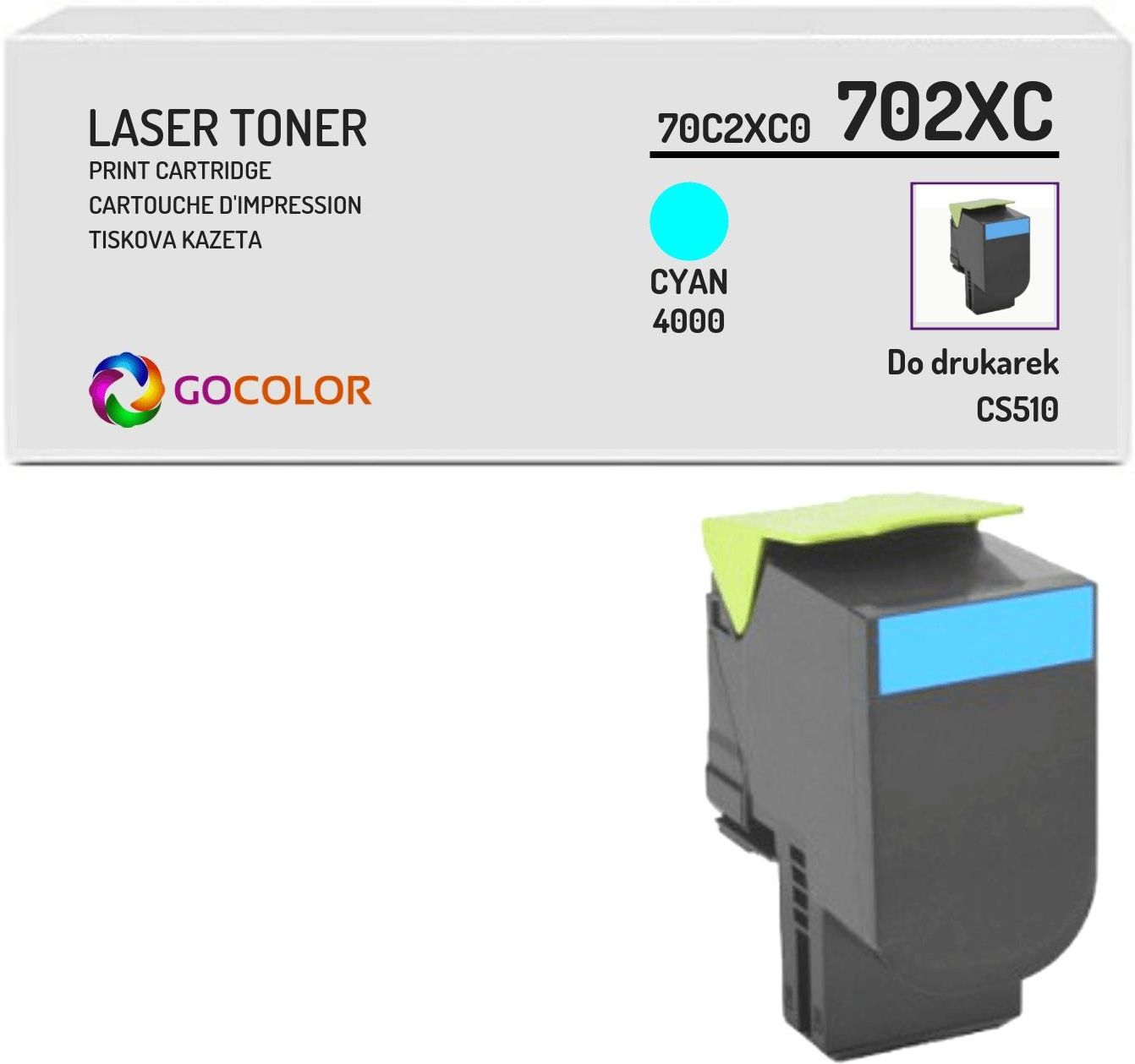 Gocolor Nowy Toner 70C2XC0 do Lexmark CS510 702XC Cyan (ELE834 ...