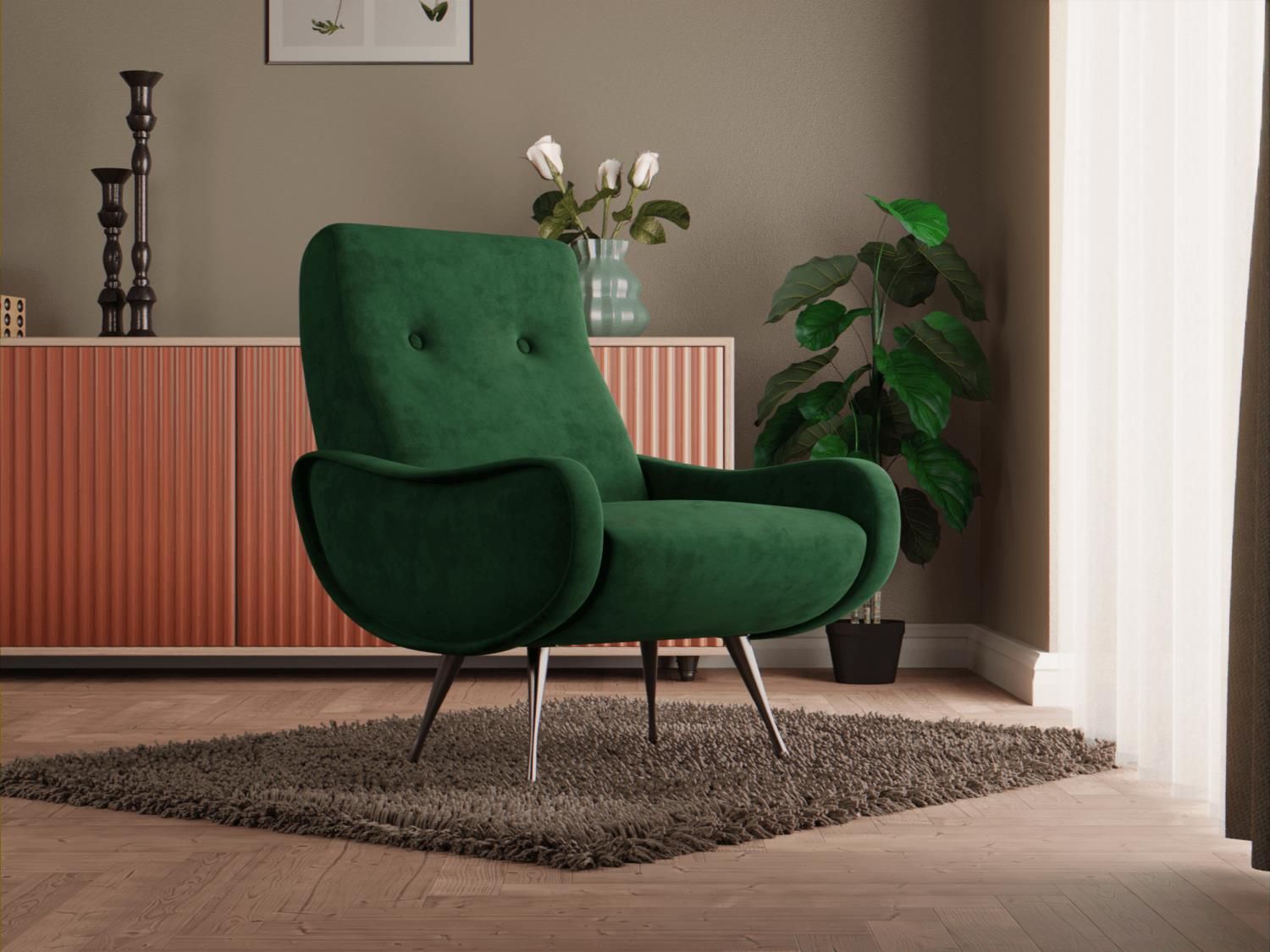 Dekoracje Irys Fotel Welurowy Zielony Butelkowy Royal Velvet Na ...