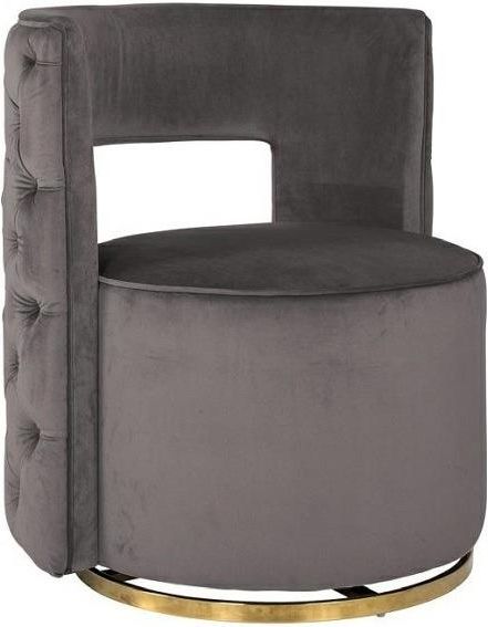 Richmond Interiors Fotel Jamie Stone Velvet Szary/Złoty Nowoczesny ...