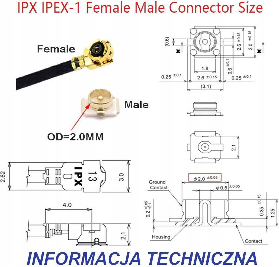 Podzespoły do telefonu Rf Connectors Pigtail UFL-IPX1 gniazdo UFL-IPX1 ...