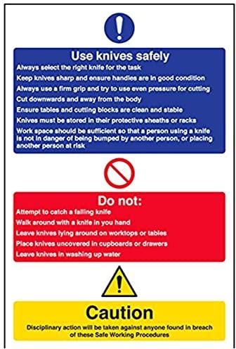 V Safety Vsafety Use Knives Safe Notice Sign 200mm X 300mm 1mm Sztywny ...