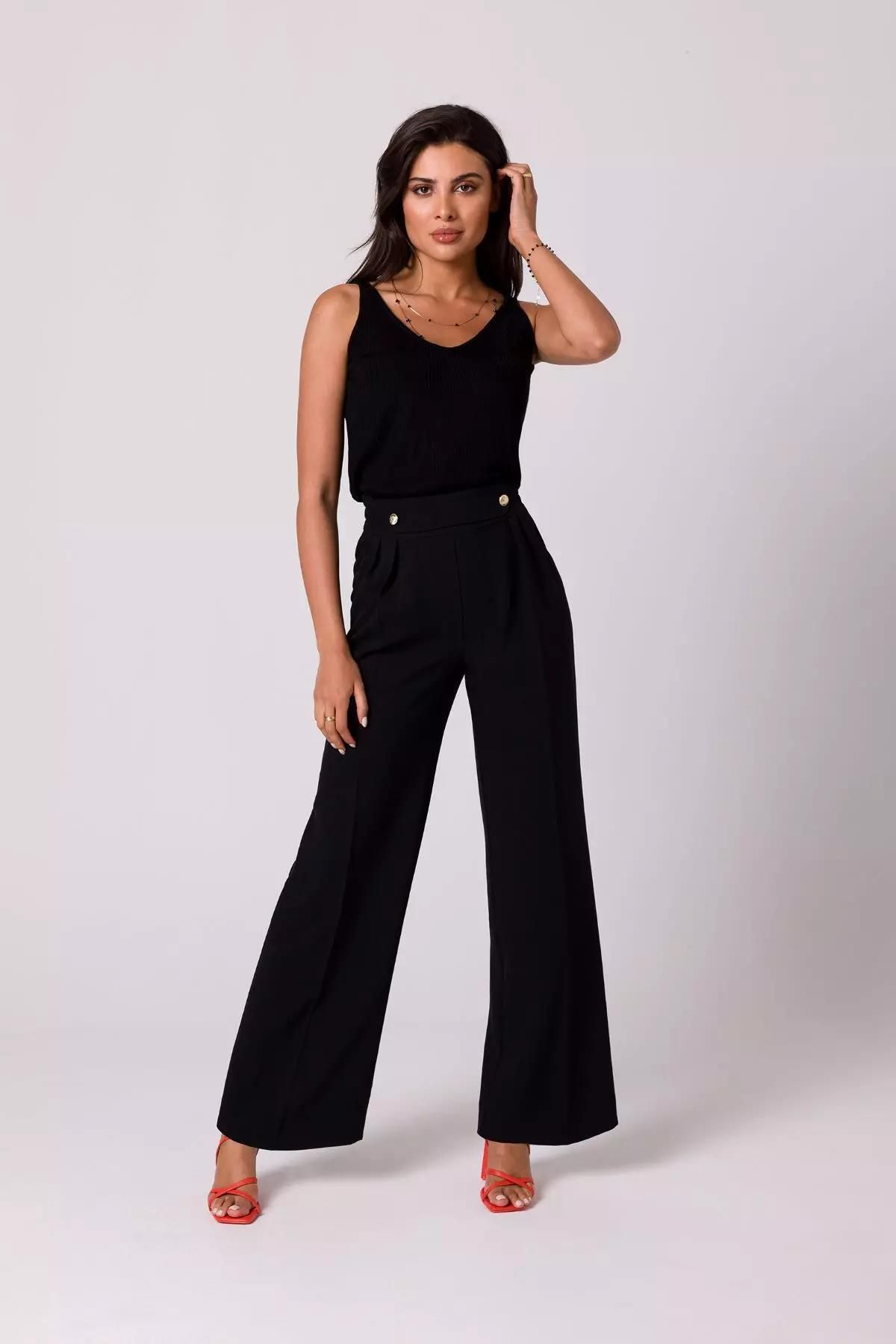 Luźne spodnie z wysokim stanem (Czarny, XXL) - Ceny i opinie - Ceneo.pl