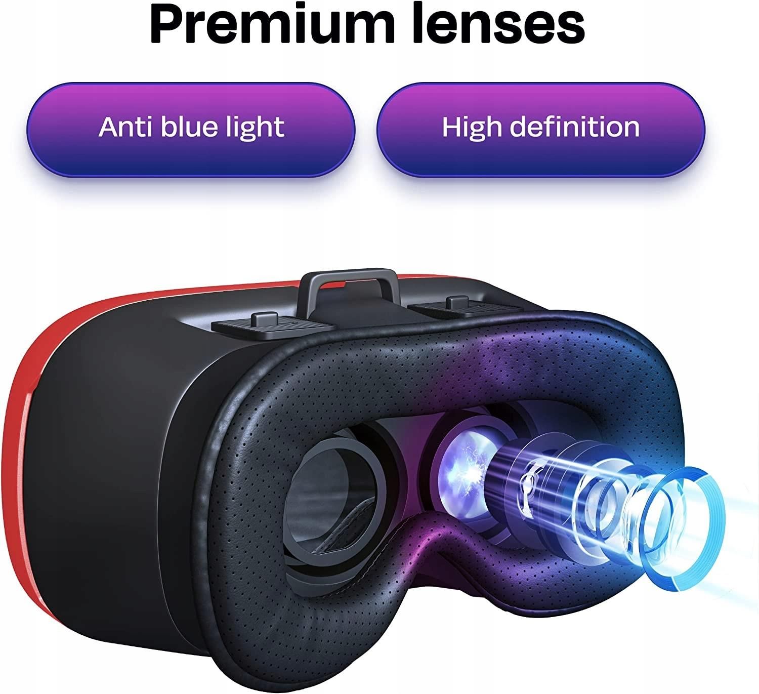 Mobilny VR Bnext Okulary Google Cyfrowe VR Headset Android 3I Czerwone ...