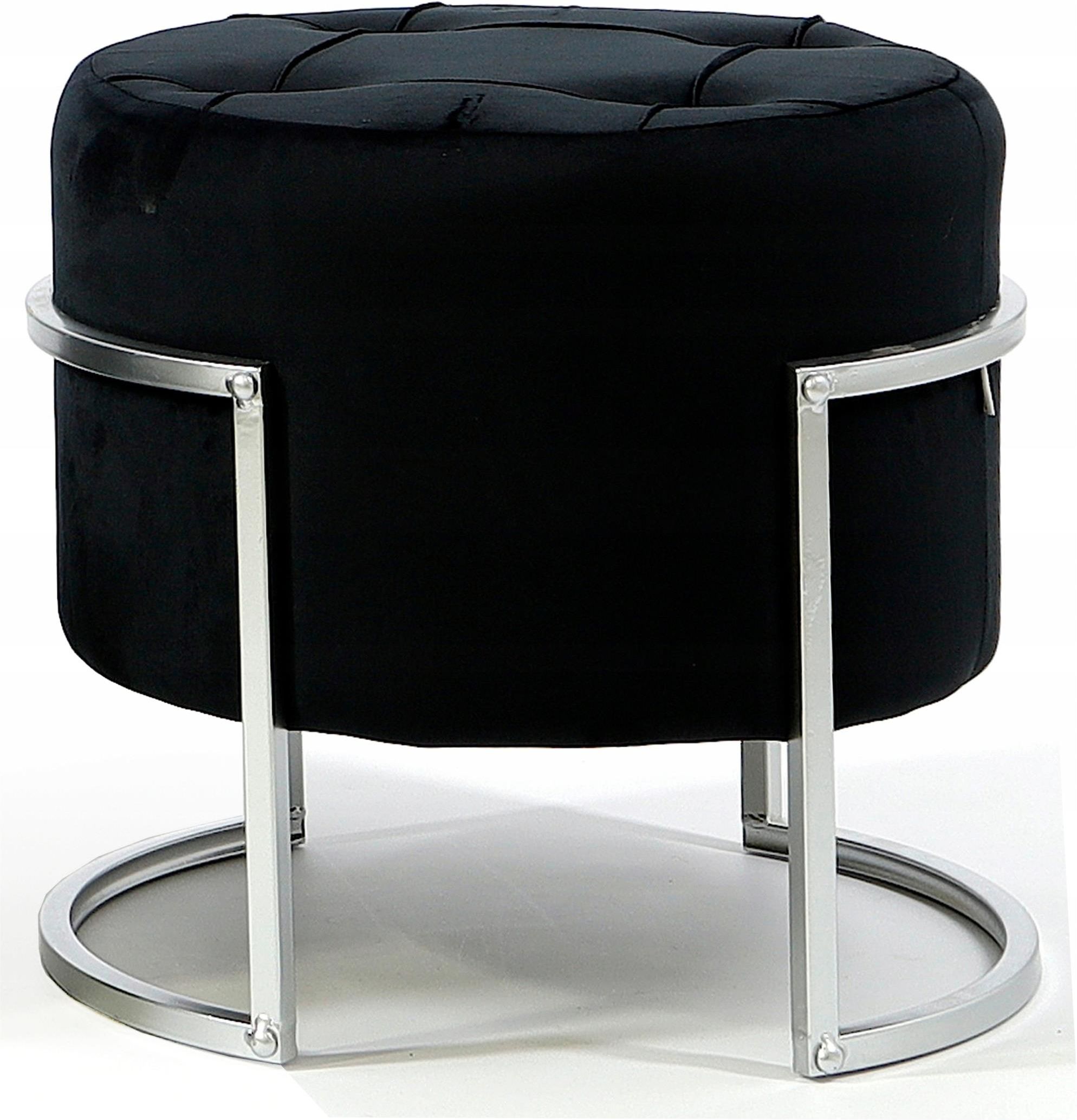 Messa Home Nowoczesna Okrągła Czarna Pufa Zydel Welur+Stal F0926194 ...