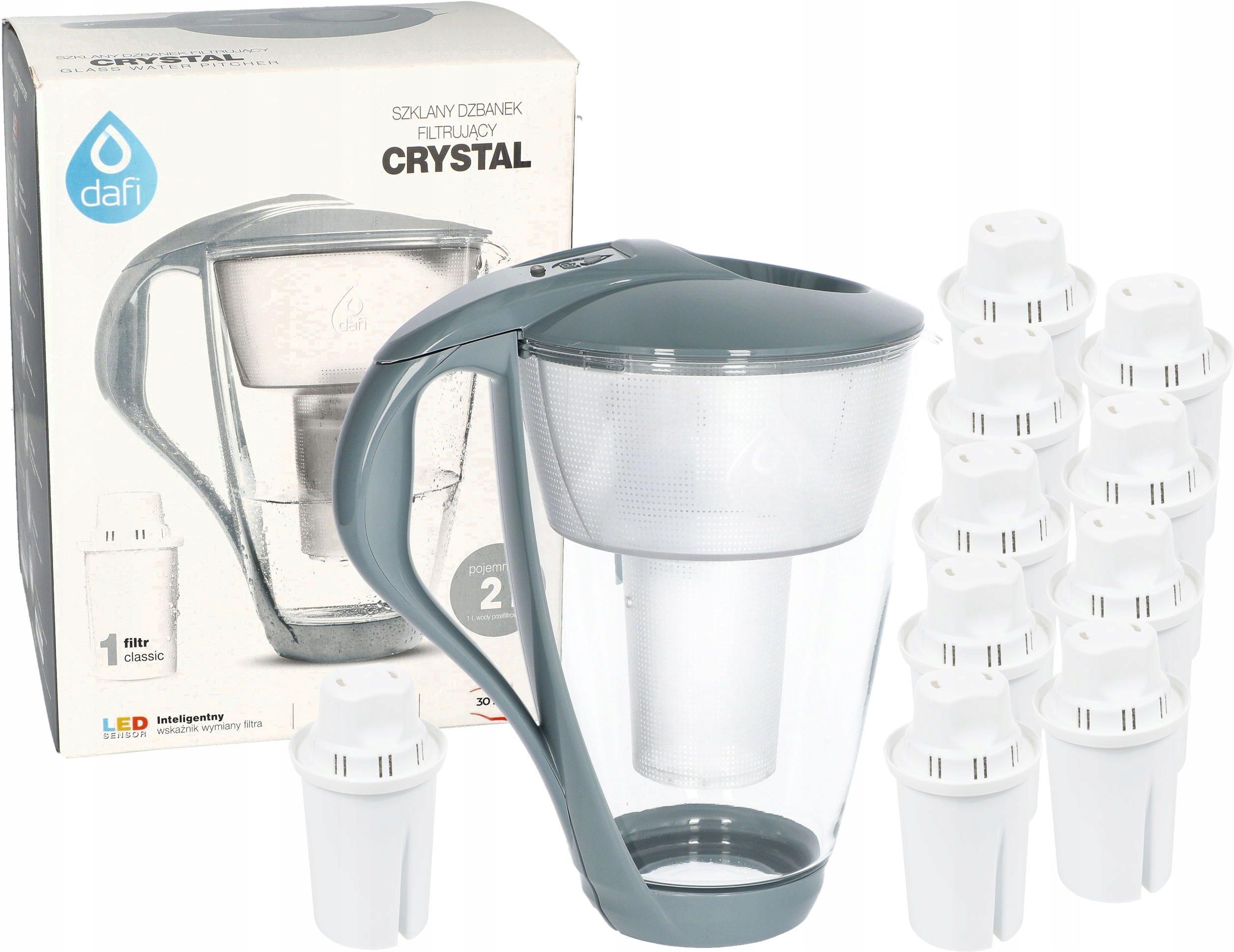 Dzbanek filtrujący Dafi Crystal LED 2L Szary + 10x Filtr Classic ...