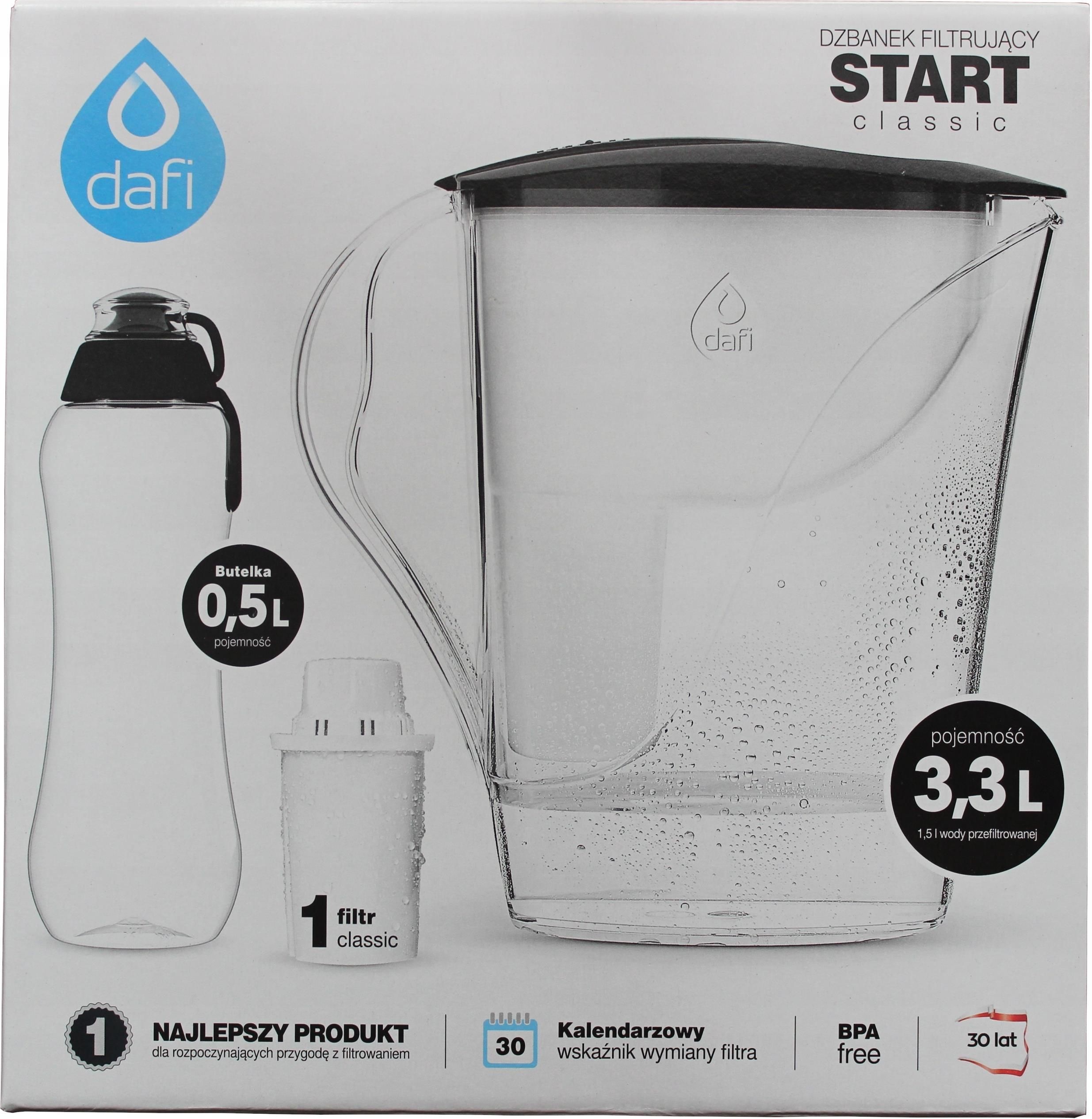Dzbanek filtrujący Dafi Start 3,3L Czarny + Filtr + Butelka 0,5L ...