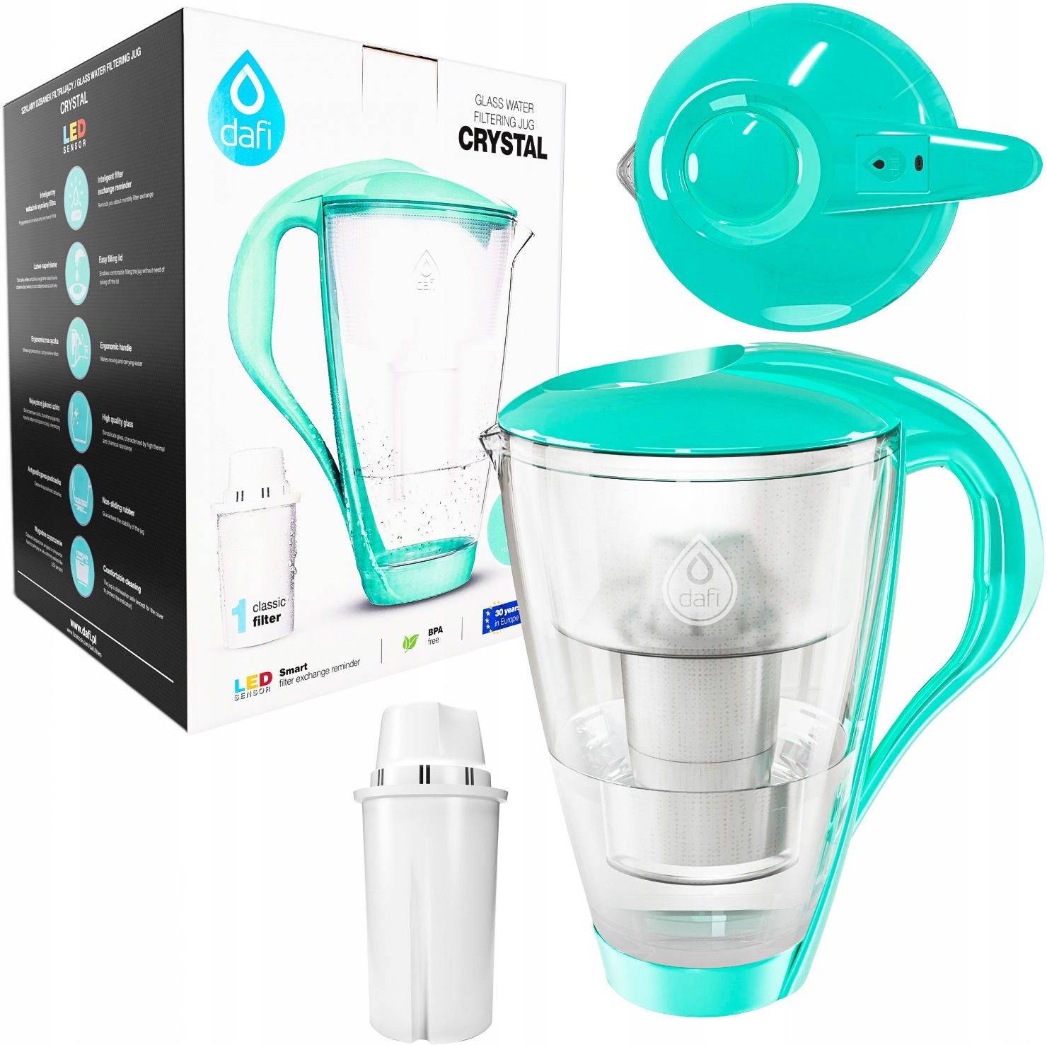 Dzbanek filtrujący Dafi Crystal LED 2L Miętowy + 1szt. Filtr Classic ...