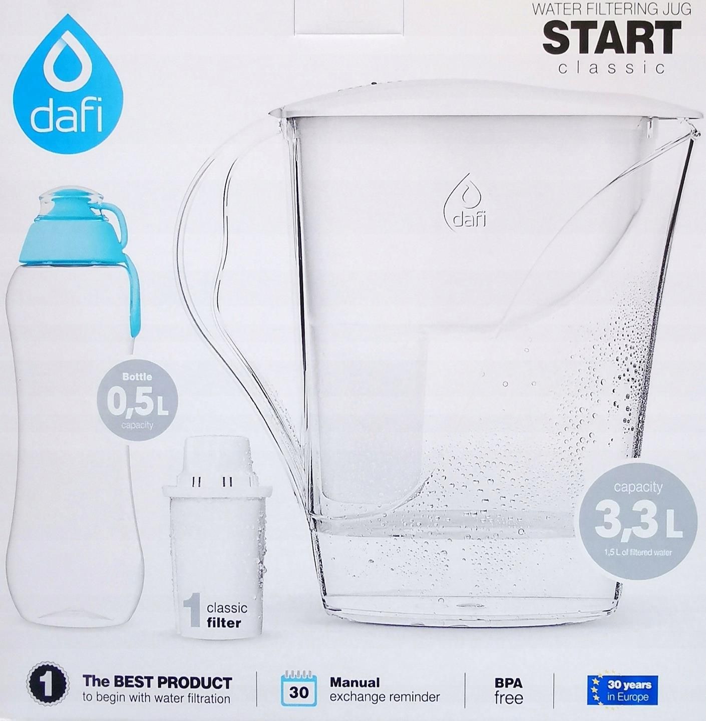 Dzbanek filtrujący Dafi Start Classic 3,3L Biały + Butelka + Filtr ...