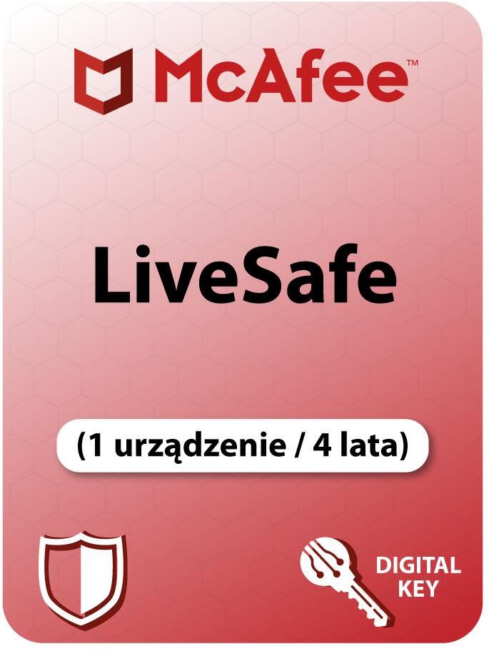 Mcafee LiveSafe (1 narzędzie / 4 roky) (Cyfrowy klucz licencyjny ...