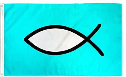 Az Flag Ichtus Christian Fish Flag 90X60Cm Flaga Chrześcijaństwa ...