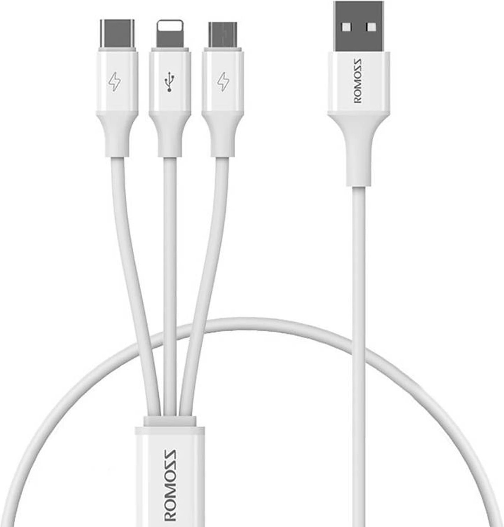 Romoss Kabel Usb Cb251V 3W1 Usb-C / Lightning Micro 3.5A 1.2M (Biały) - Opinie i ceny na Ceneo.pl