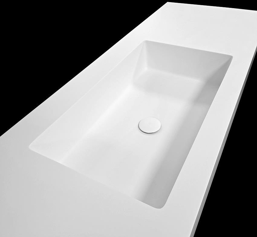 Umywalka Umywalka łazienkowa zintegrowana z blatem, biała wykonana z ...